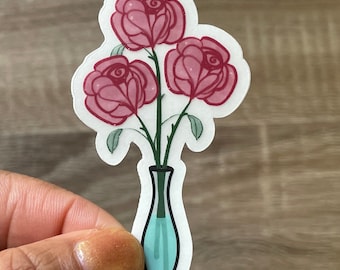 Rose Sticker, Rose Stained Glass Window Sticker, Flowers Sticker, Roses ...