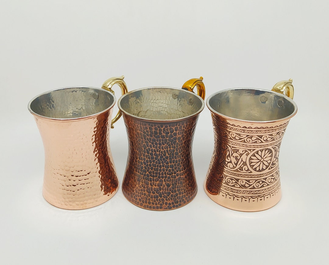 Handmade Hammared Copper Mug,copper Beer Mug Set,mug,moscow Mule Mug ...