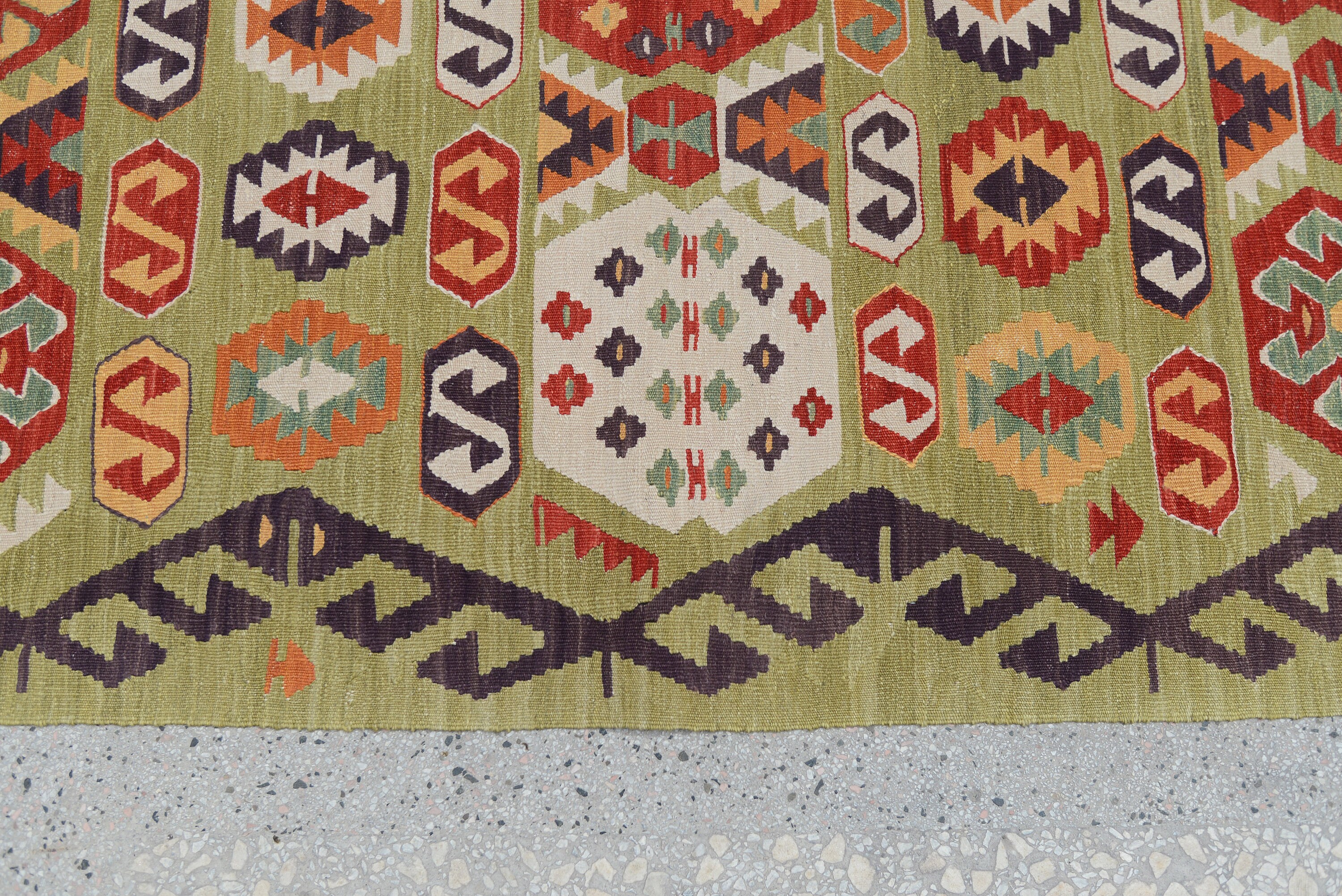 Pictorial Kilim Rug,7.4 X 5 Ft, Turkish Kilim Rug, Modern Kilim Rug ...