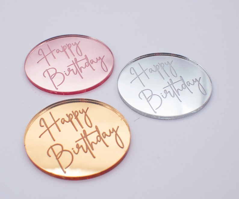 Happy Birthday Engraved Disc Acrylic Cake Disc Gold Silver - Etsy