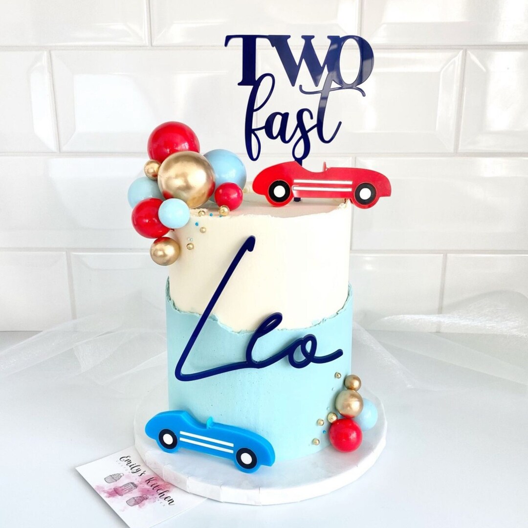Two Fast Cake Topper With Cars | Personalised Vehicle Cake Charms, Car ...