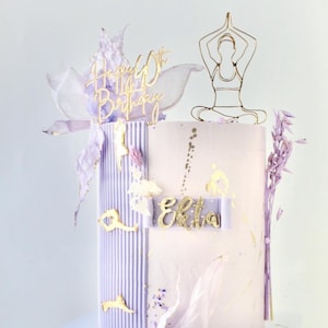 Yoga Line Art Cake Topper | Personalised Yoga Cake Charm - Etsy