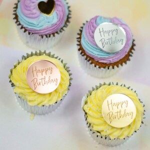 Happy Birthday Cake Disc Cupcake Toppers | Small Cupcake Toppers ...