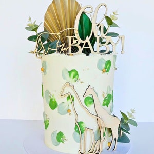 Safari Animals Jungle Theme Cake Topper - Wooden Lion Elephant Giraffe ...