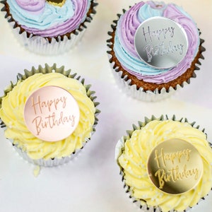 Happy Birthday Cake Disc Cupcake Toppers | Small Cupcake Toppers ...