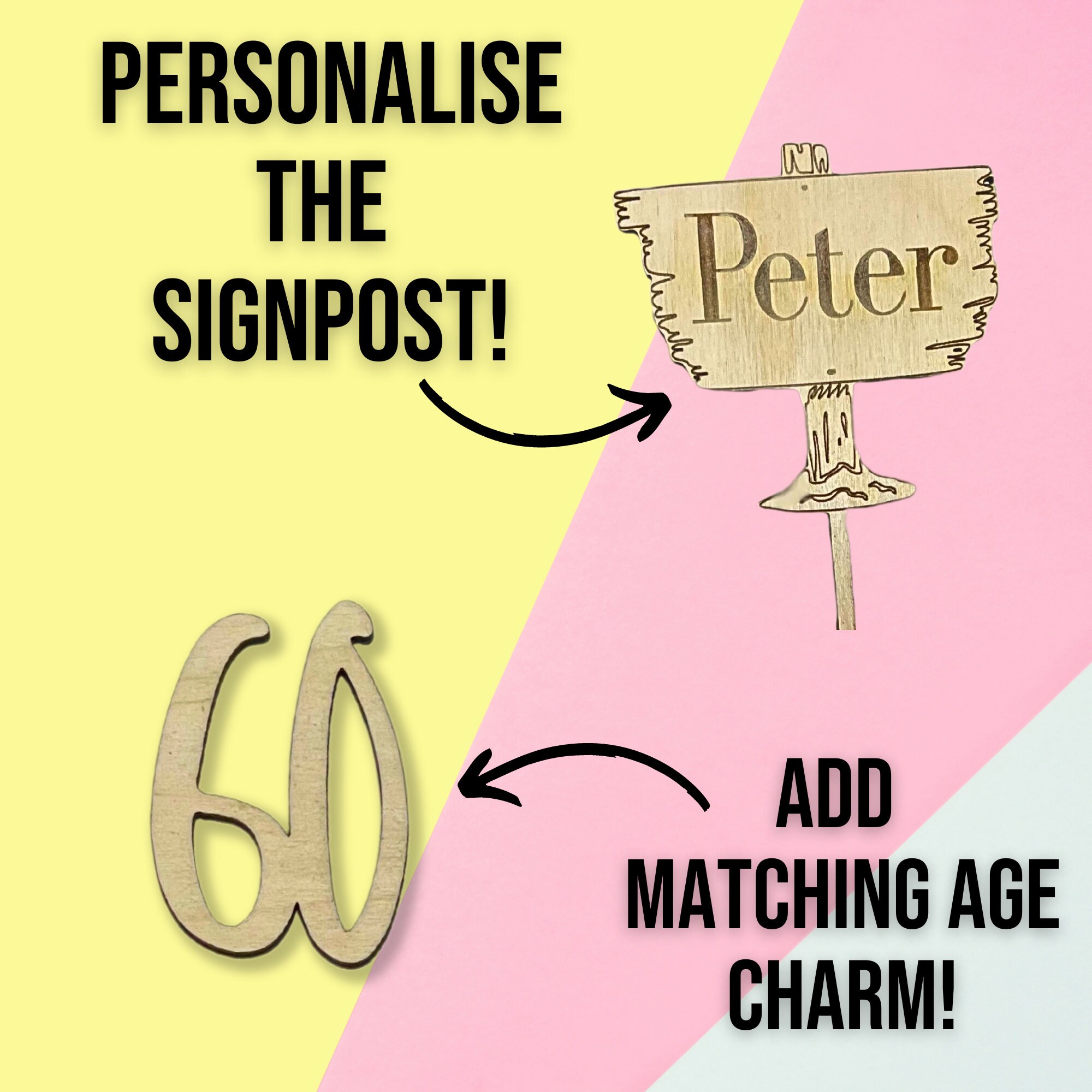 Camping Theme Cake Topper Personalised Signpost Campfire - Etsy