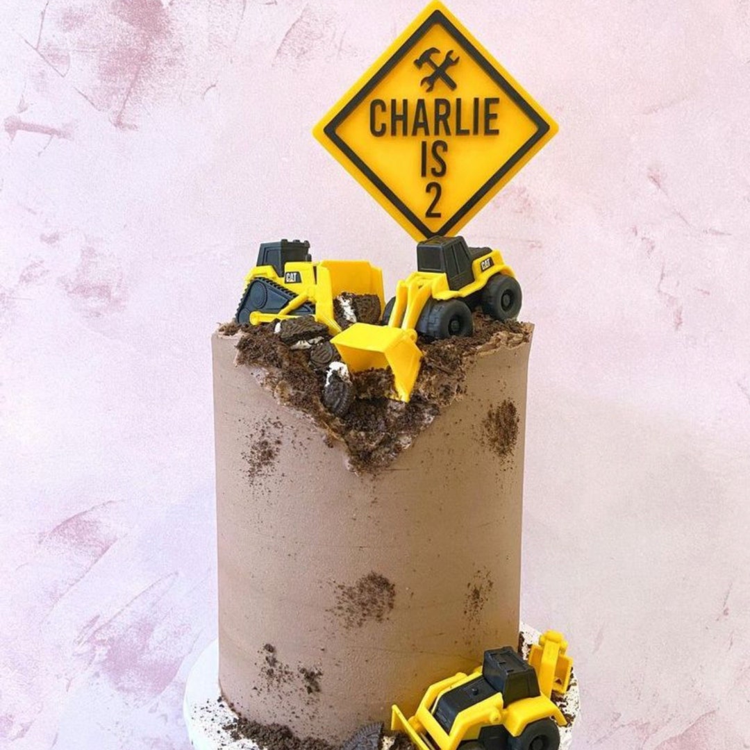 Personalised Construction Cake Topper Childrens Birthday - Etsy