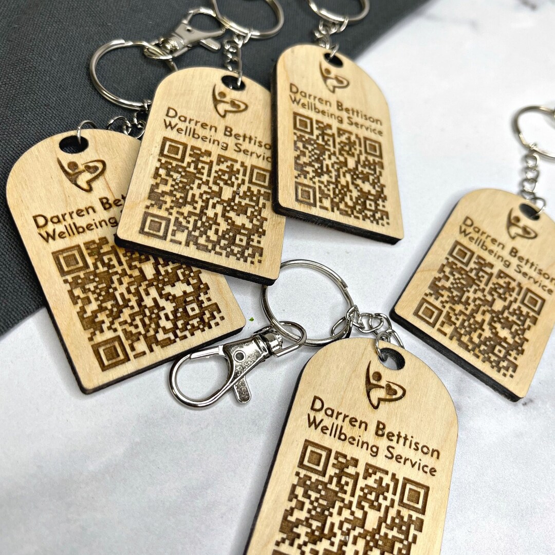 QR Code Keychain, Business Keyring, Personalised QR Logo Keychain ...