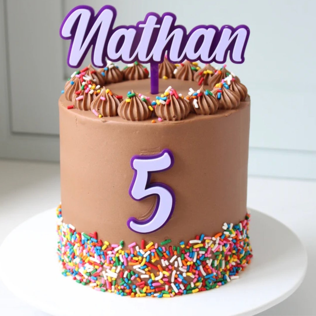Acrylic Name Cake Topper and Age Cake Charm Personalised - Etsy