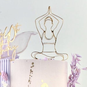 Yoga Line Art Cake Topper | Personalised Yoga Cake Charm - Etsy