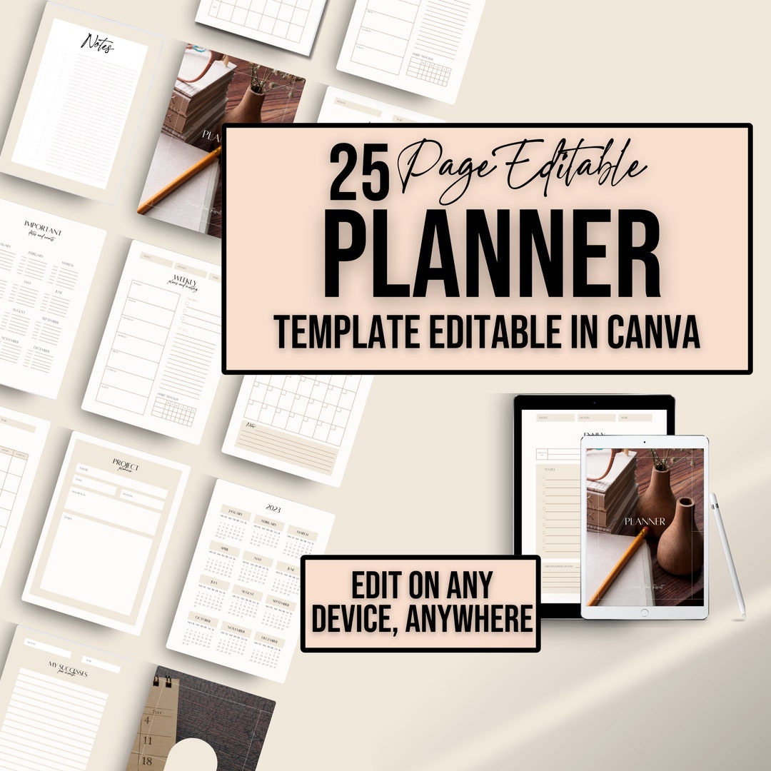 Digital Planner, Use on Any Device, Edit to Any Theme, Use on the Go ...