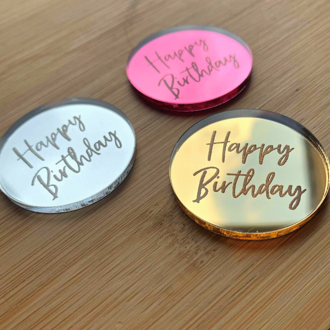 Happy Birthday Personalised Small Cake Disc Cupcake Toppers - Etsy UK