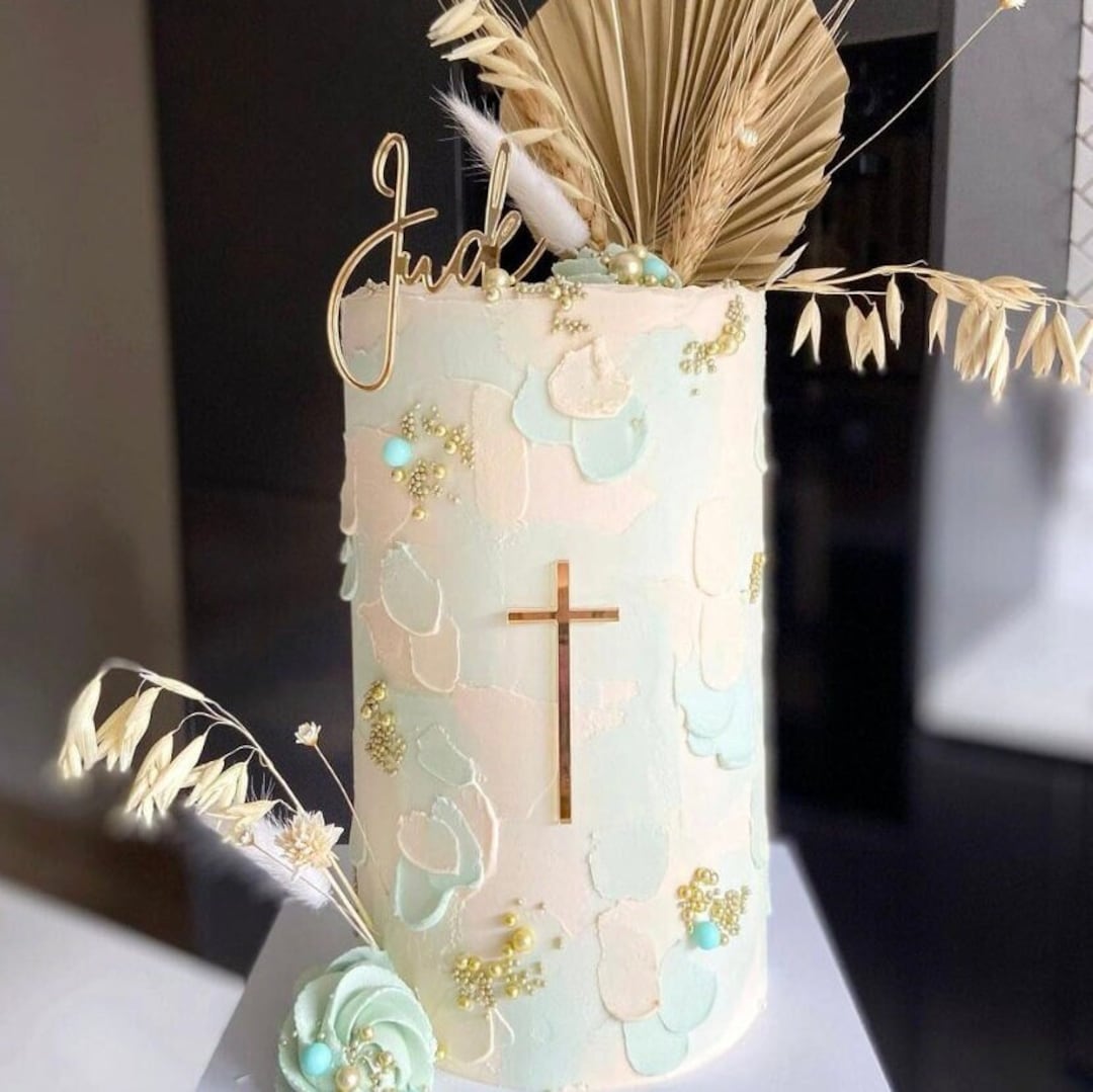 Cross Cake Charm Topper Thin | Christening | Religious Cake Topper ...