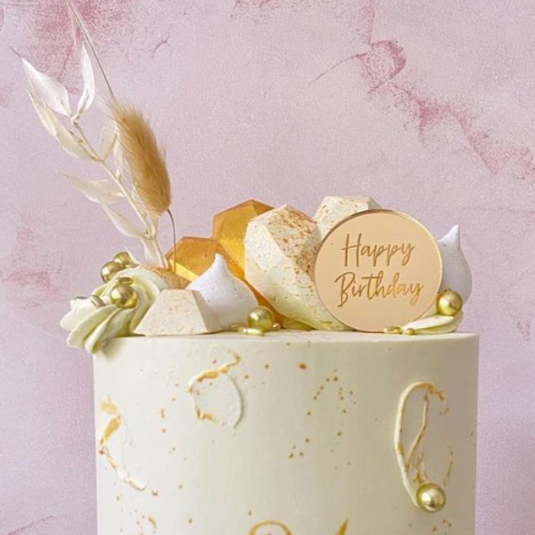 Happy Birthday Engraved Disc - Acrylic Cake Disc Gold Silver Rose Gold ...