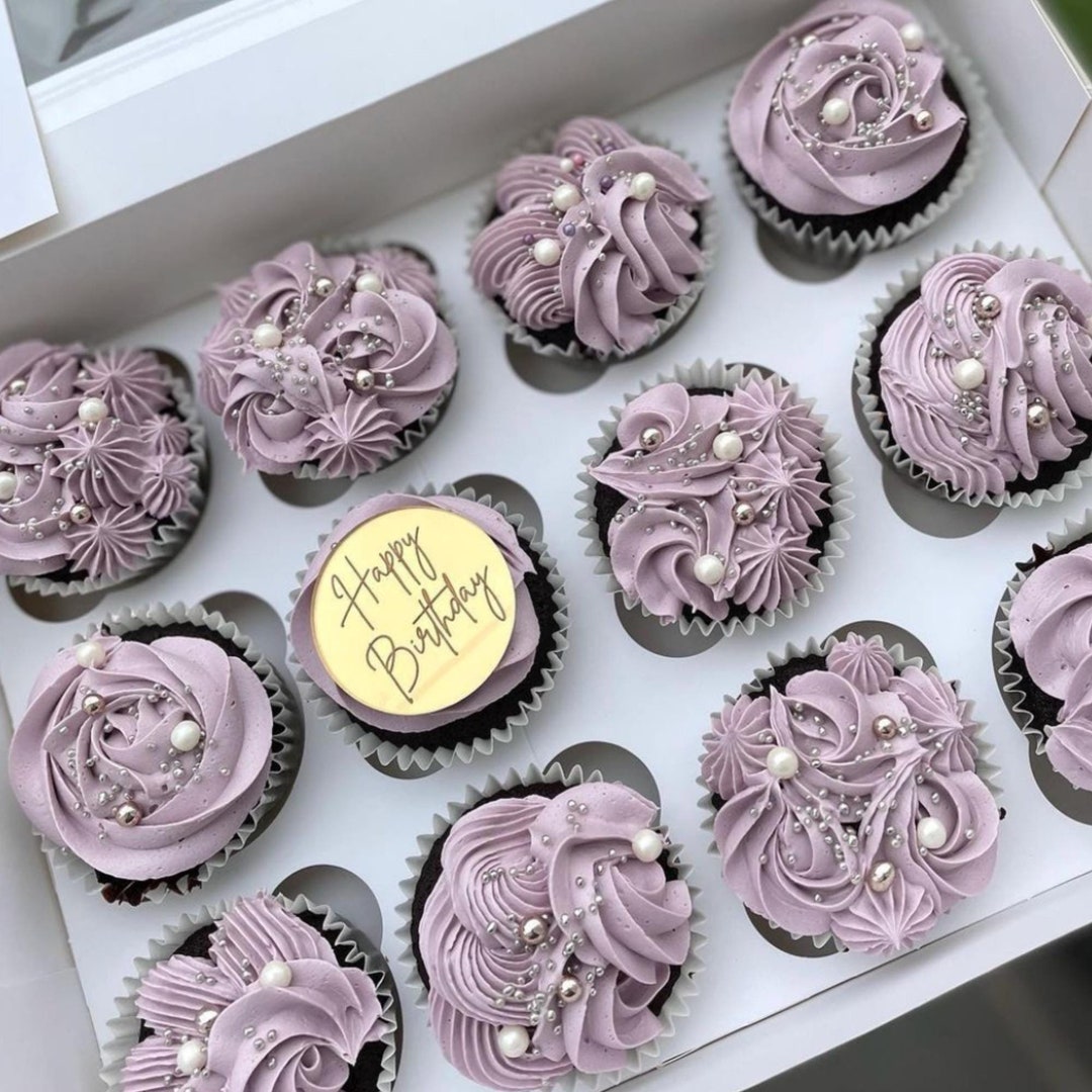 Happy Birthday Cake Disc Cupcake Toppers | Small Cupcake Toppers ...