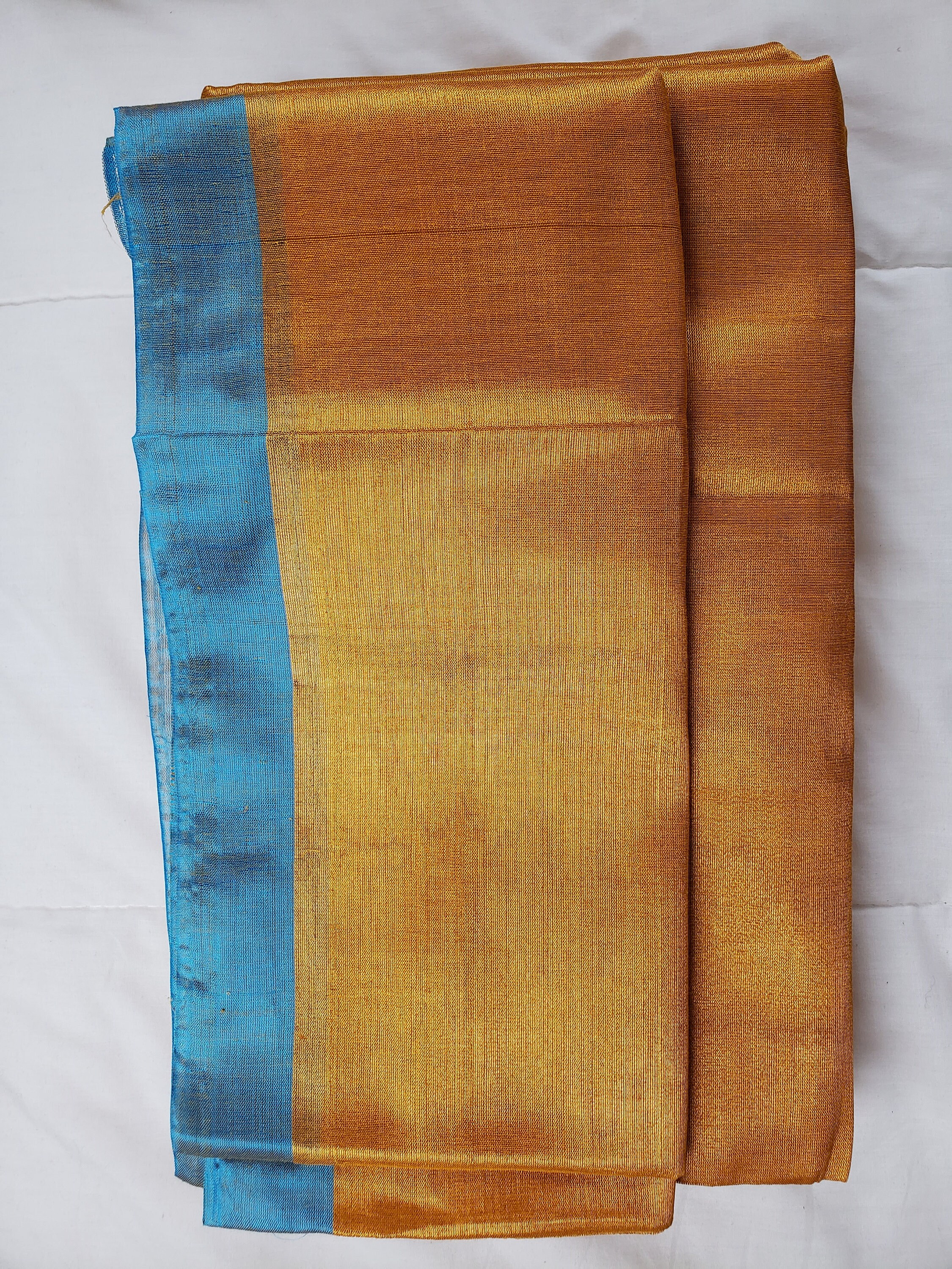 Uppada Pure Light Blue-gold Tissue by Silk Cotton - Etsy
