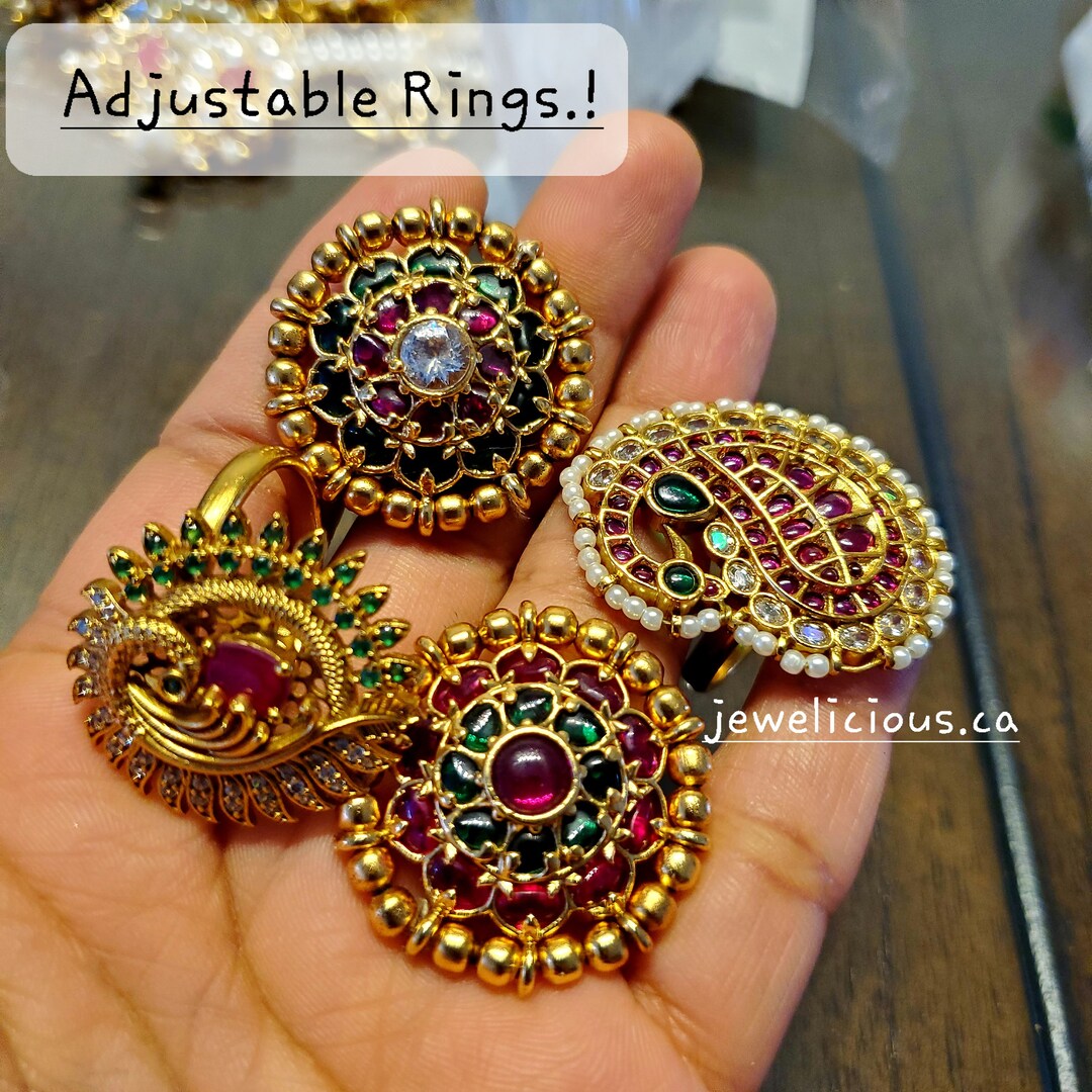 Matt Gold Finished AD and Kemp Stone Adjustable Finger Rings - Etsy