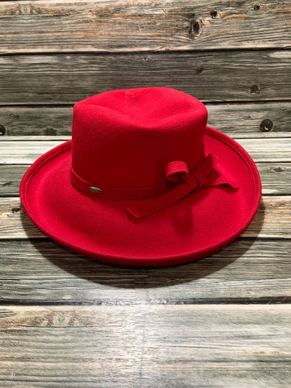 Vintage Wool SCALA Red Hat 1940s Oversized Fedora | Etsy