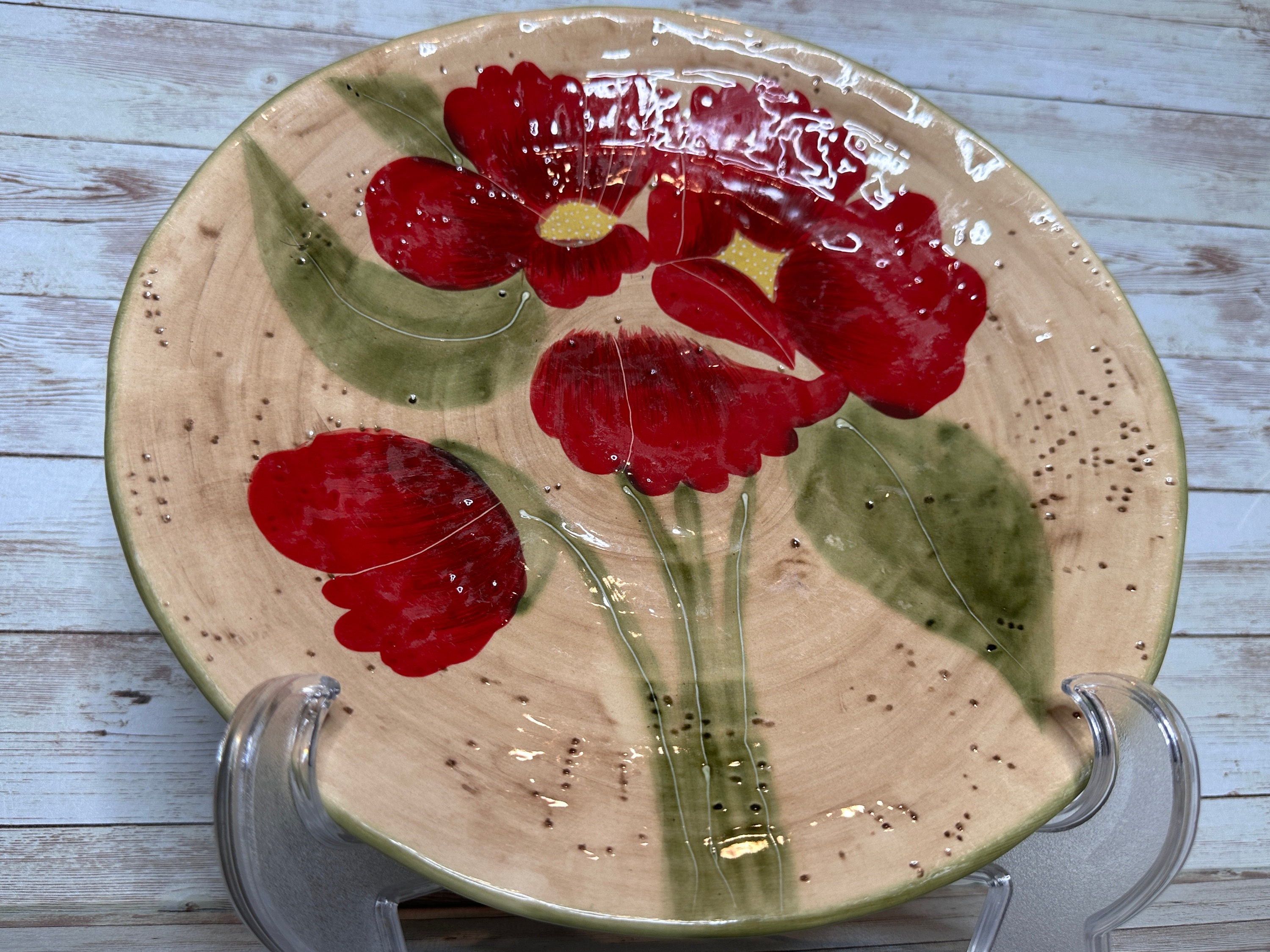 Discontinued Fleur Rustique Red Poppy Dinnerware - 4 Dinner Plates Red ...