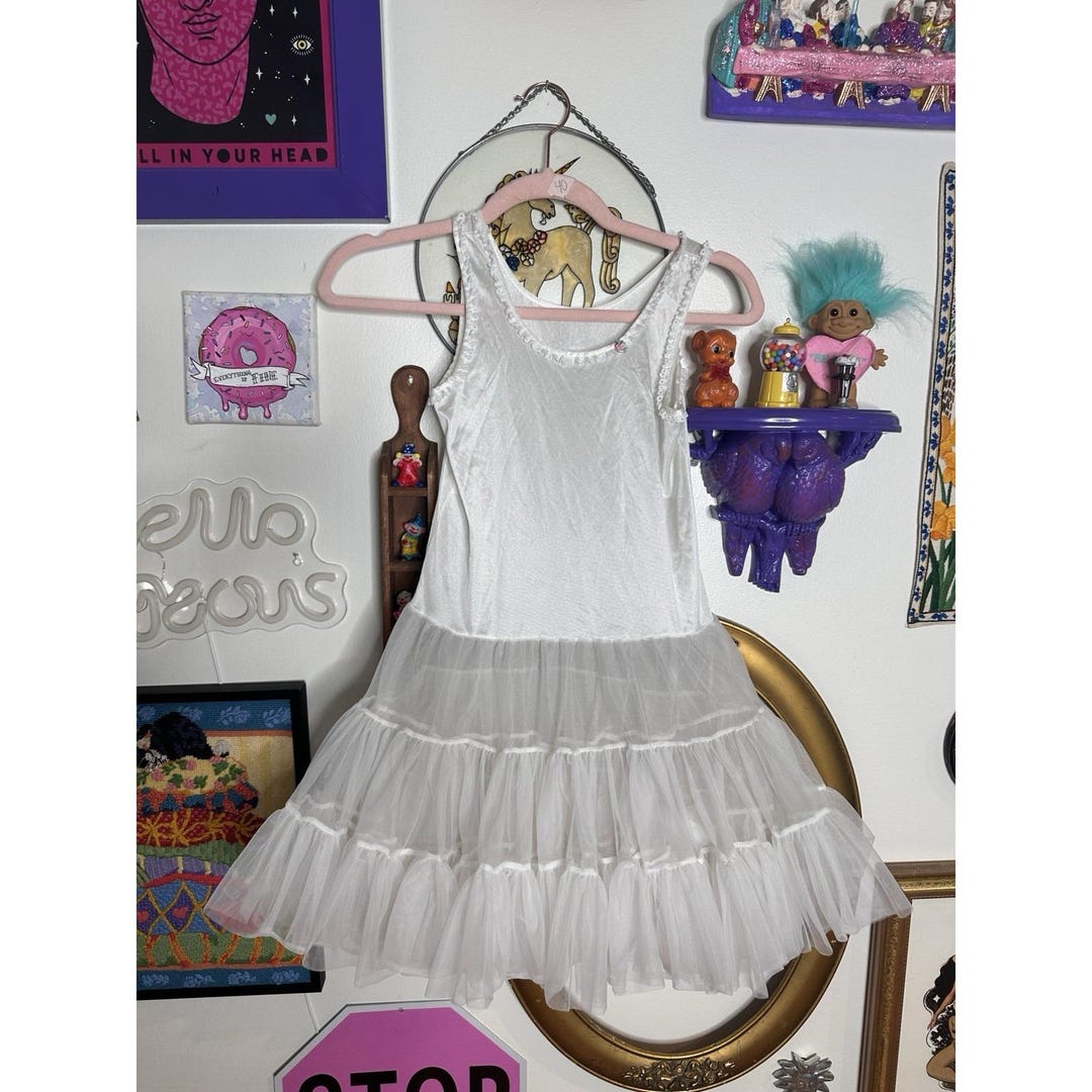 Vintage Poof Slip Dress Petticoat - Kids Size 8 - White Poof Slip Dress ...
