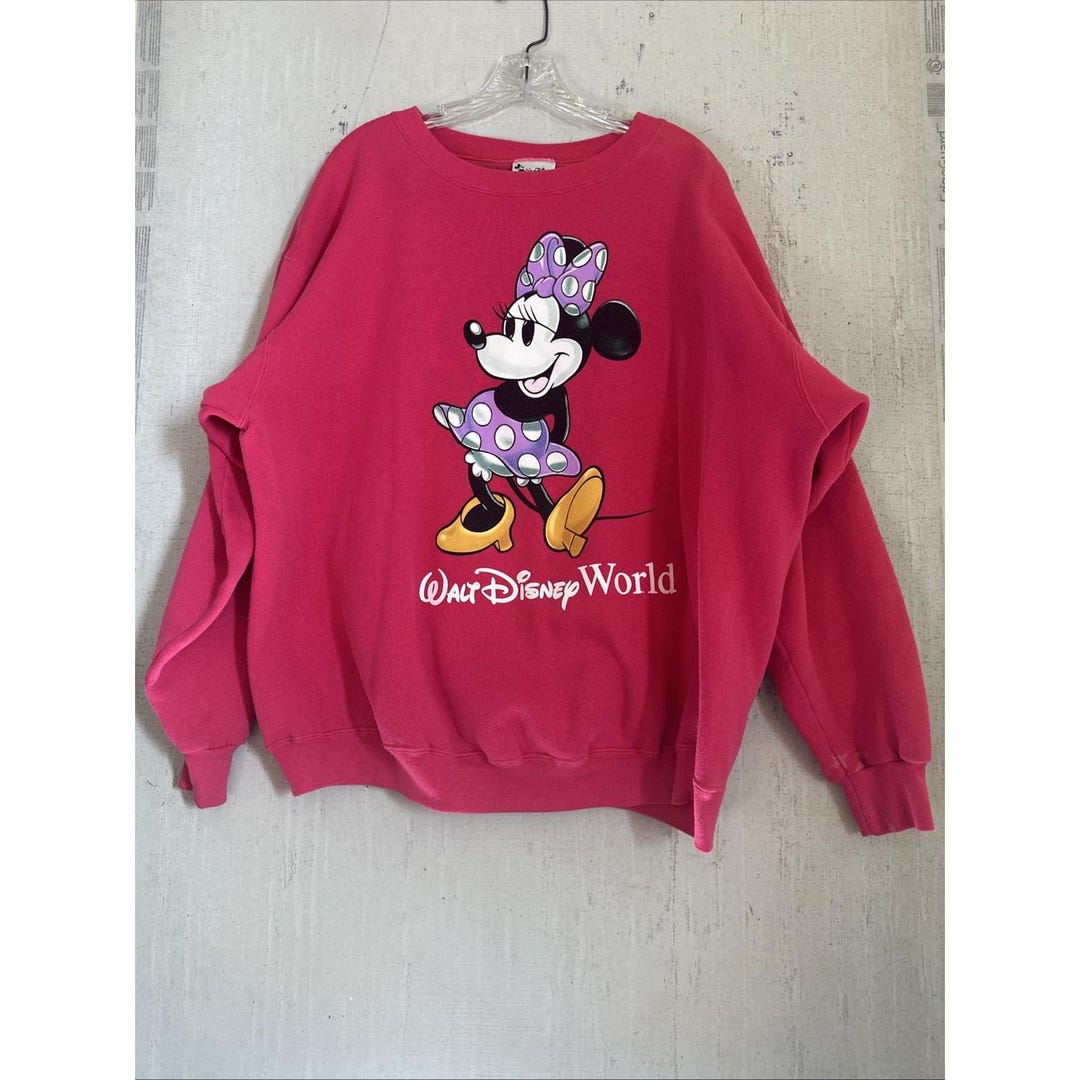 Vintage 1980s Minnie Mouse Disney World Hot Pink Crewneck Sweatshirt ...