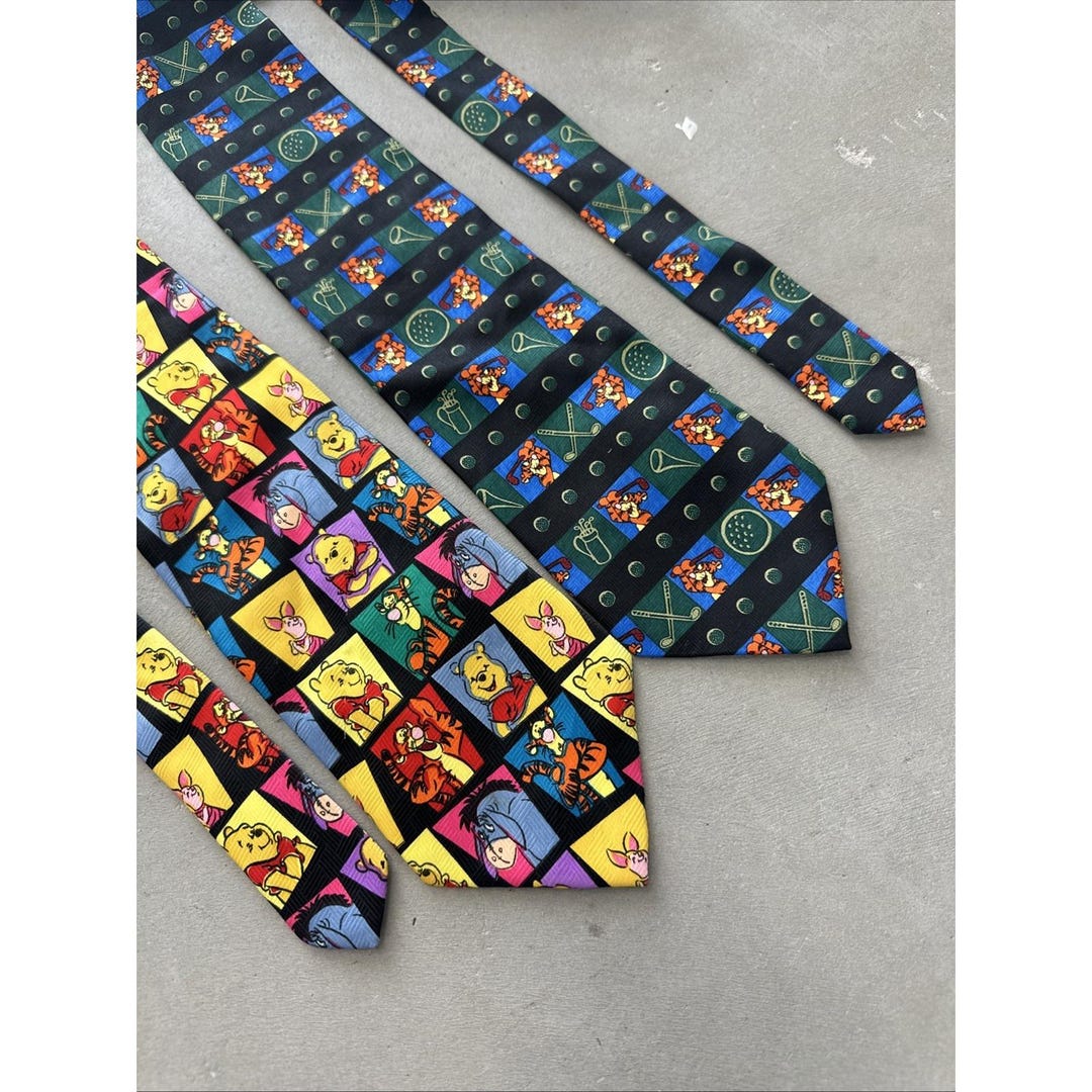 Vintage Winnie the Pooh and Tigger, Golfing, Necktie, Bundle, Colorful ...