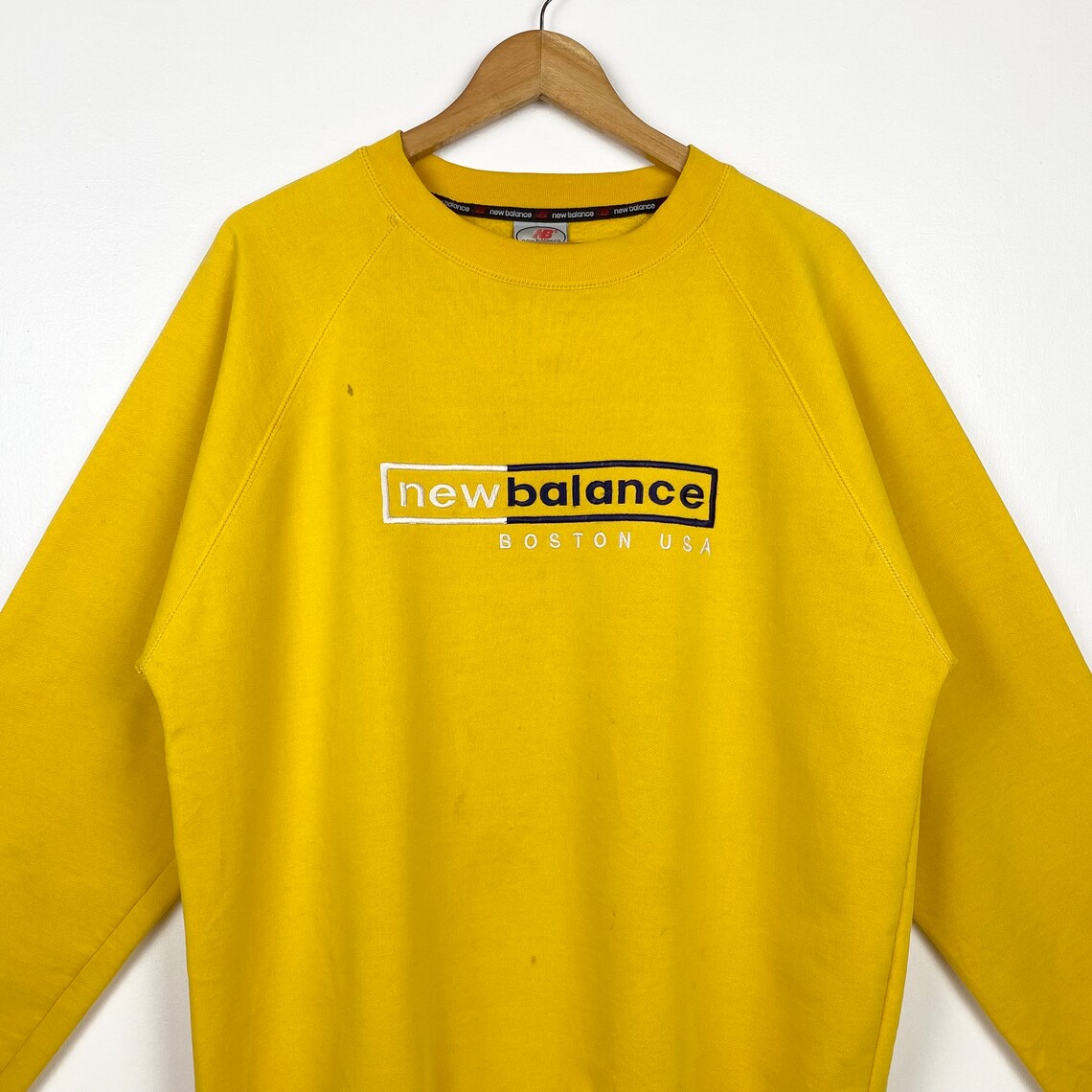 Vintage New Balance Crewneck Sweatshirt Embroidery Logo Yellow Color ...