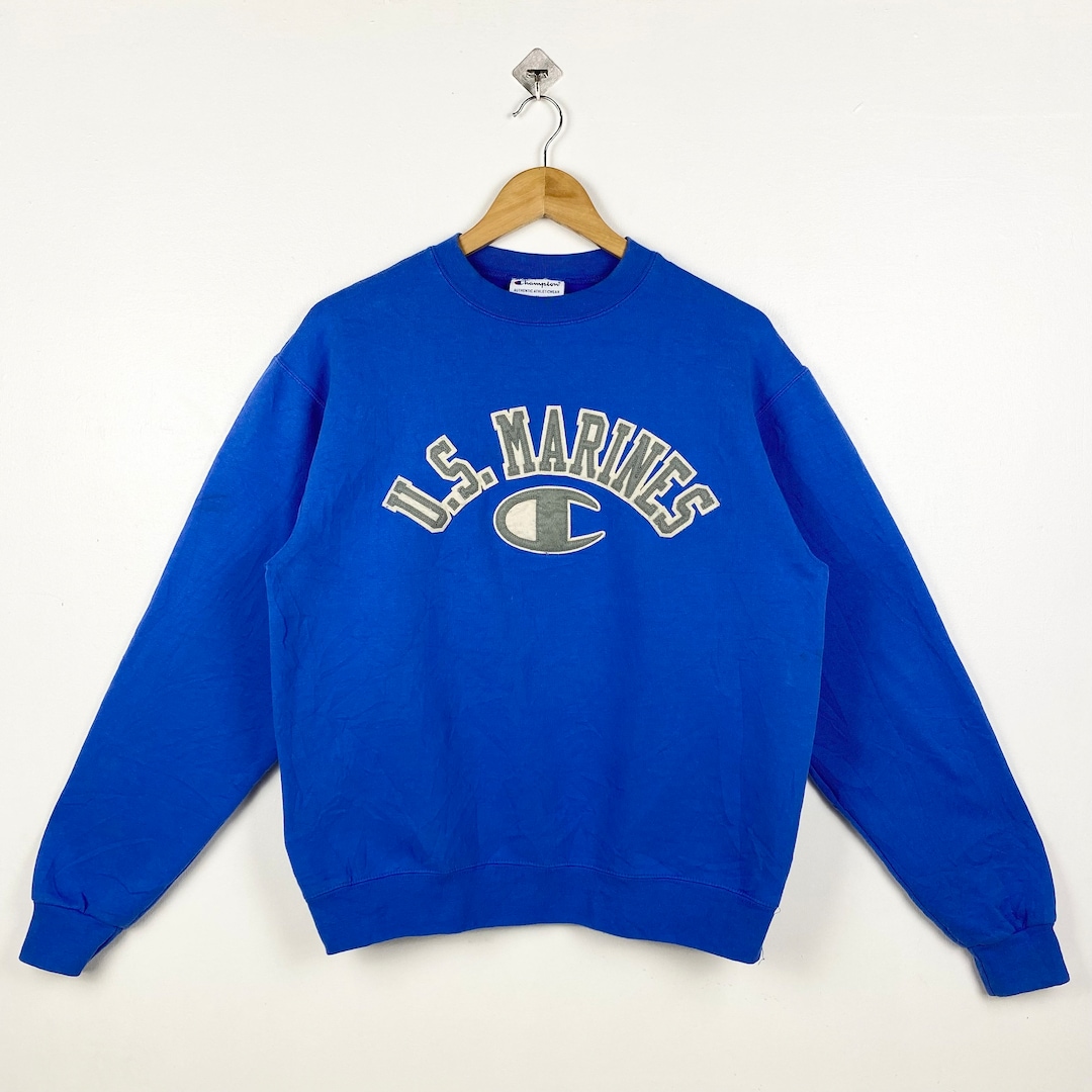 Vintage US Marines ‘USMC’ Crewneck Sweatshirt Embroidery Logo Blue ...