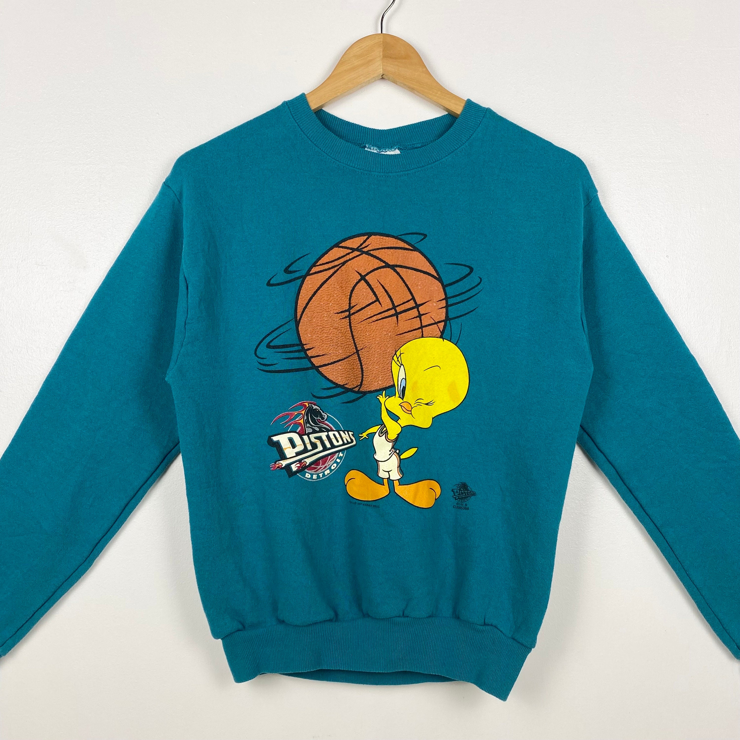 90s Looney Tunes Tweety X NBA Detroit Pistons Crewneck Sweatshirt Print ...
