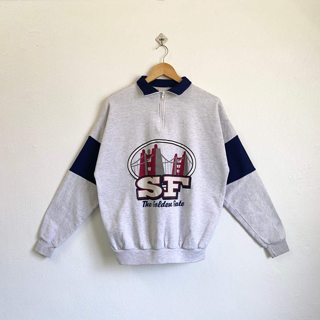 90s San Francisco the Golden Gate Sweatshirt Print Logo Grey Blue Color ...