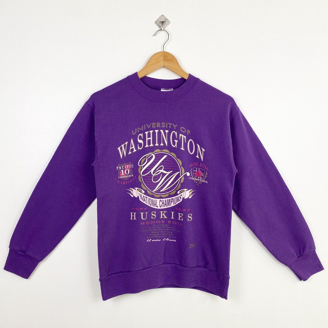 90s NCAA University of Washington ‘huskies’ Crewneck Sweatshirt Print ...
