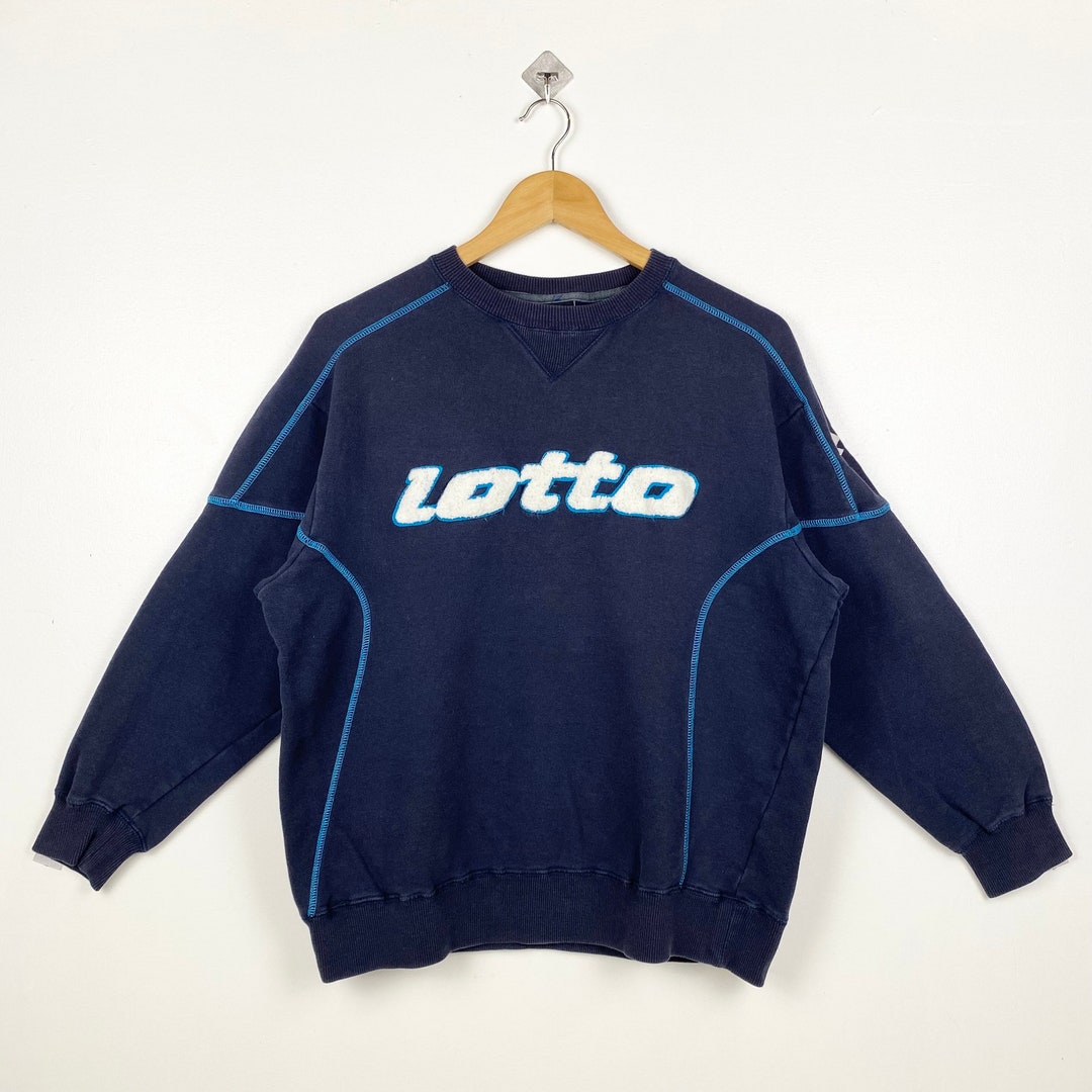 90s Lotto Crewneck Sweatshirt Embroidery Logo Blue Color Mens Fit S - Etsy