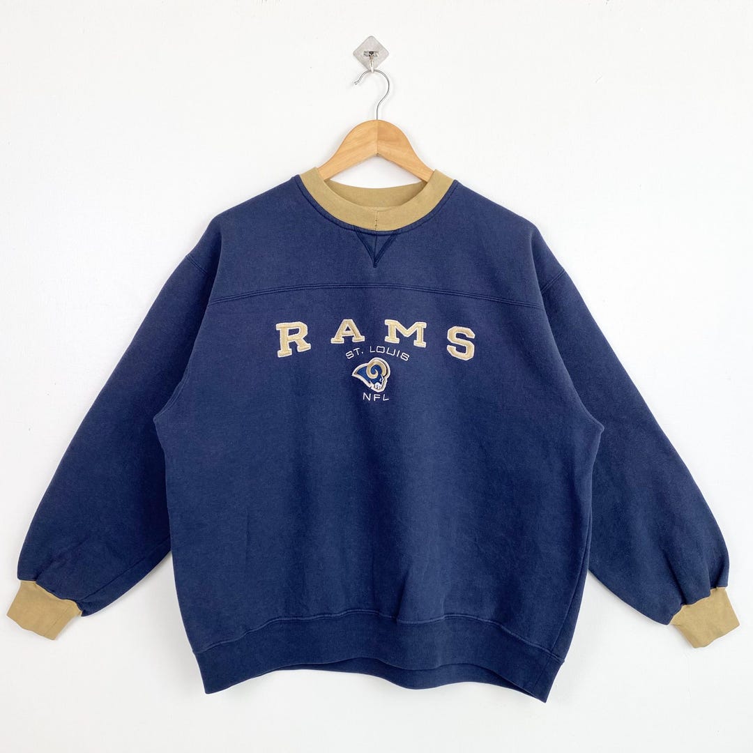 90s NFL Los Angeles rams Crewneck Sweatshirt Embroidery Logo Blue Color ...
