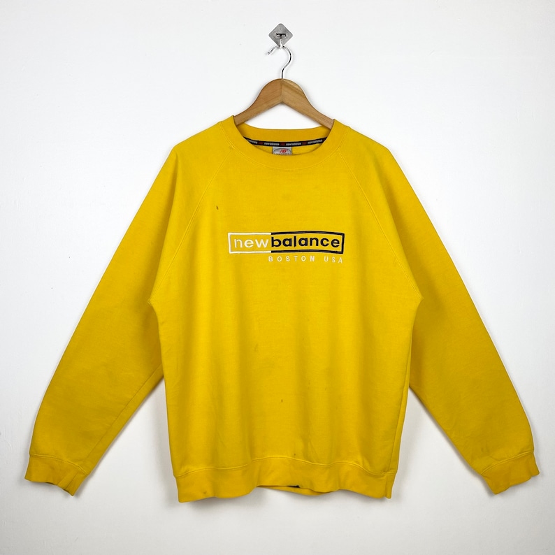 Vintage New Balance Crewneck Sweatshirt Embroidery Logo Yellow Color ...