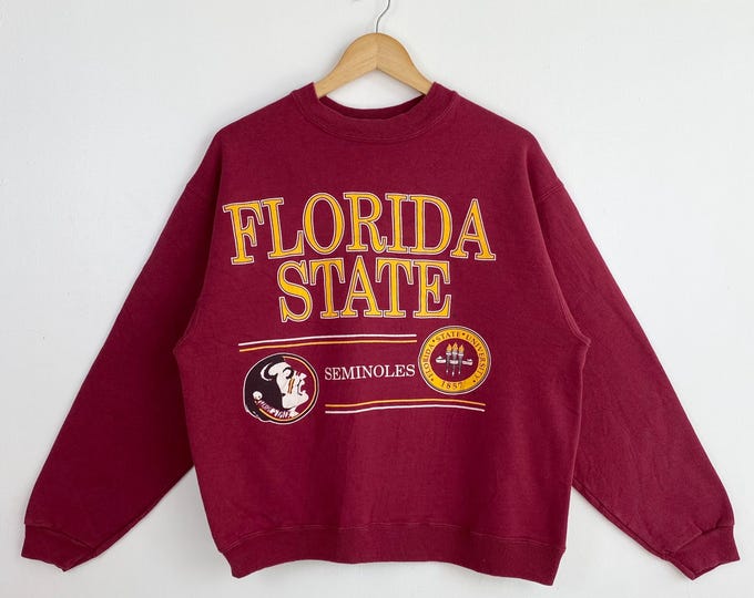 90s NCAA Florida State University ‘seminoles’ Crewneck Sweatshirt Print ...