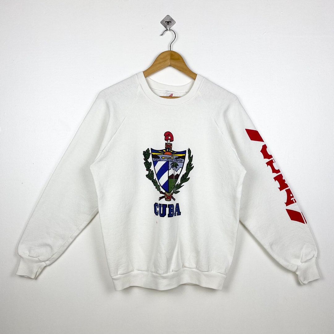 90s Cuba Crewneck Sweatshirt Print Logo White Color Men’s L - Etsy