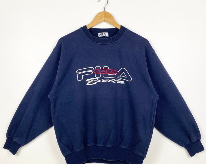 90s Fila Crewneck Sweatshirt Embroidery Logo Blue Color Men’s M - Etsy