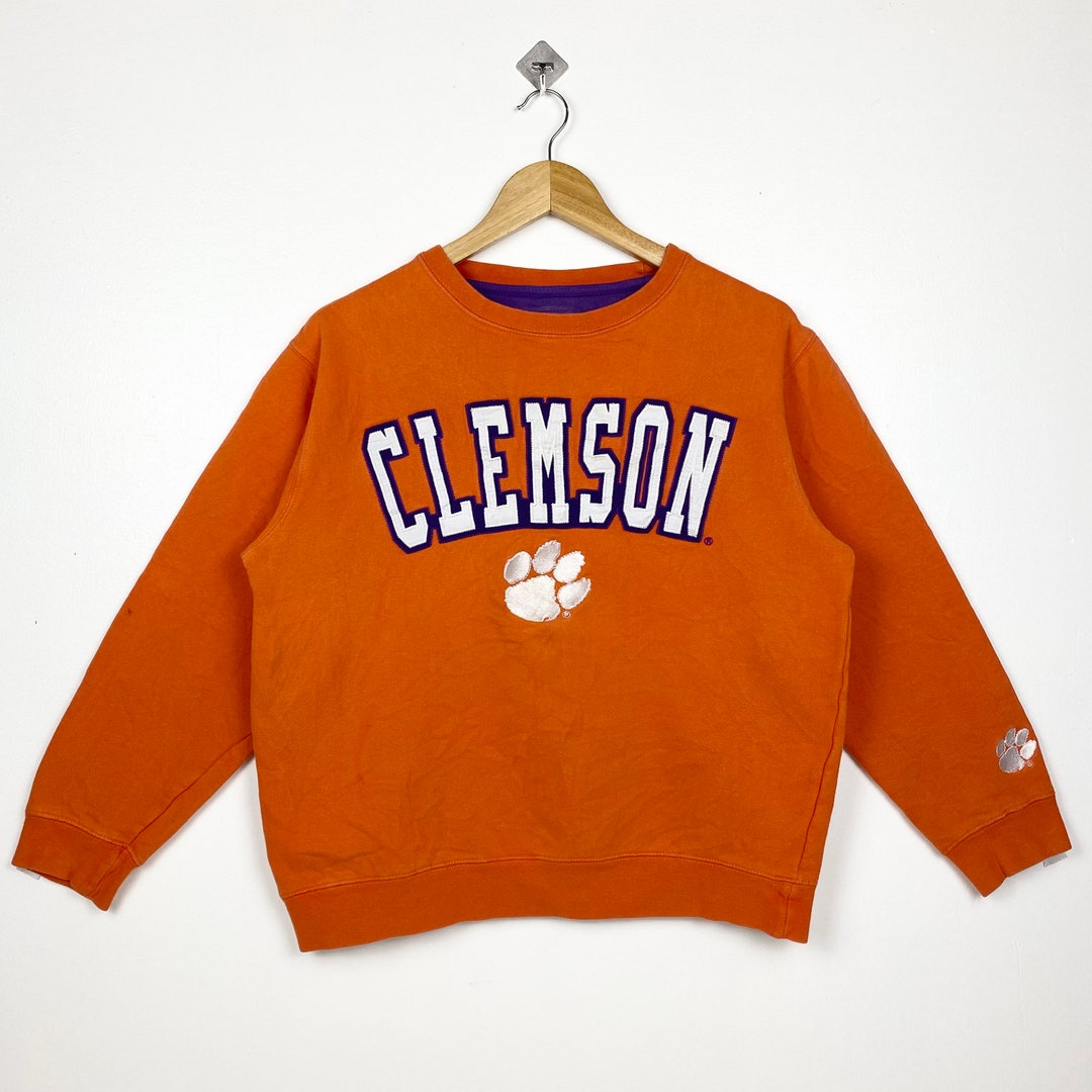 Clemson University Tigers Crewneck Sweatshirt Embroidery Logo Orange ...
