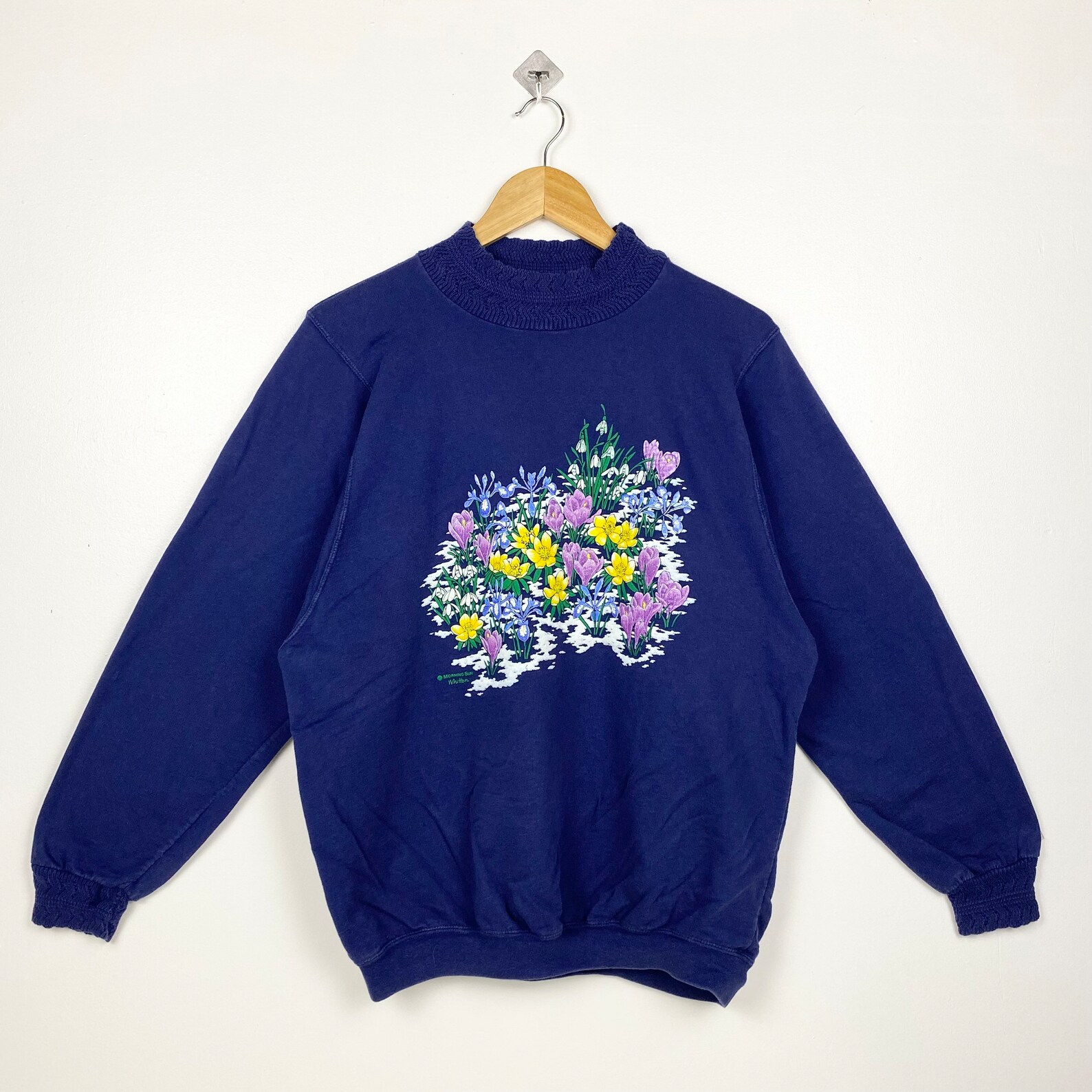 90s Morning Sun Flowers Crewneck Sweatshirt Print Logo Blue Color ...