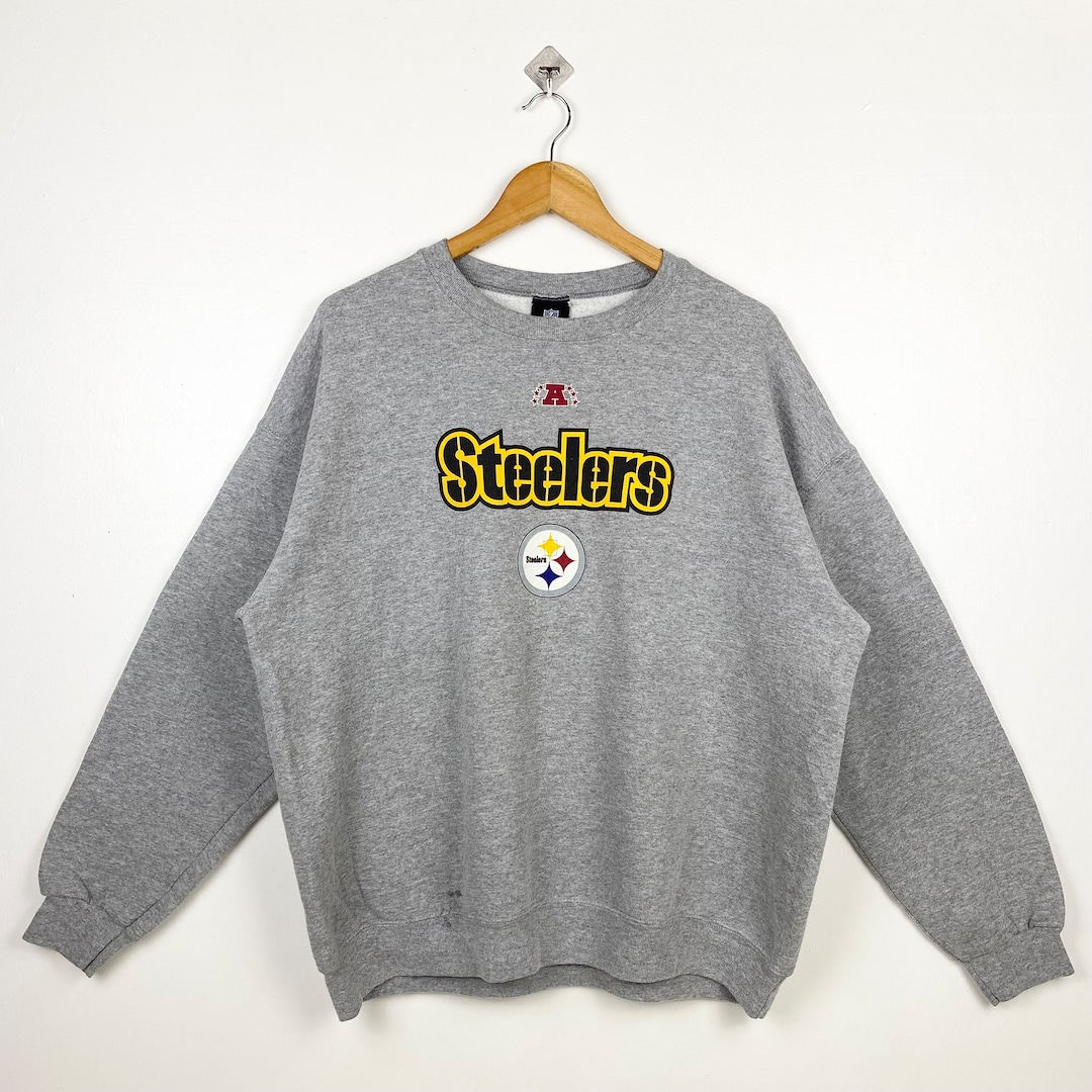 Vintage NFL Pittsburgh ‘steelers’ Crewneck Sweatshirt Print Logo Grey ...