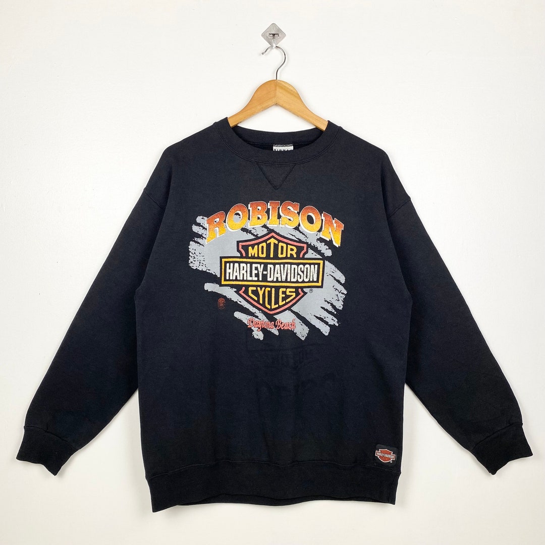 90s Harley Davidson Daytona Beach Crewneck Sweatshirt Print Logo Black ...