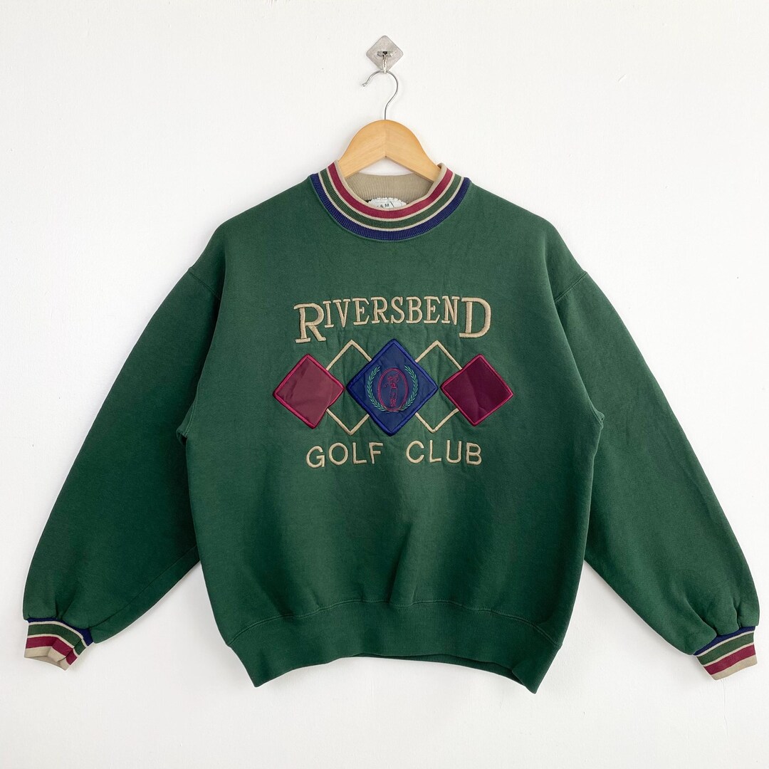 90s Riverbend ‘golf’ Club Crewneck Sweatshirt Embroidery Logo Green ...