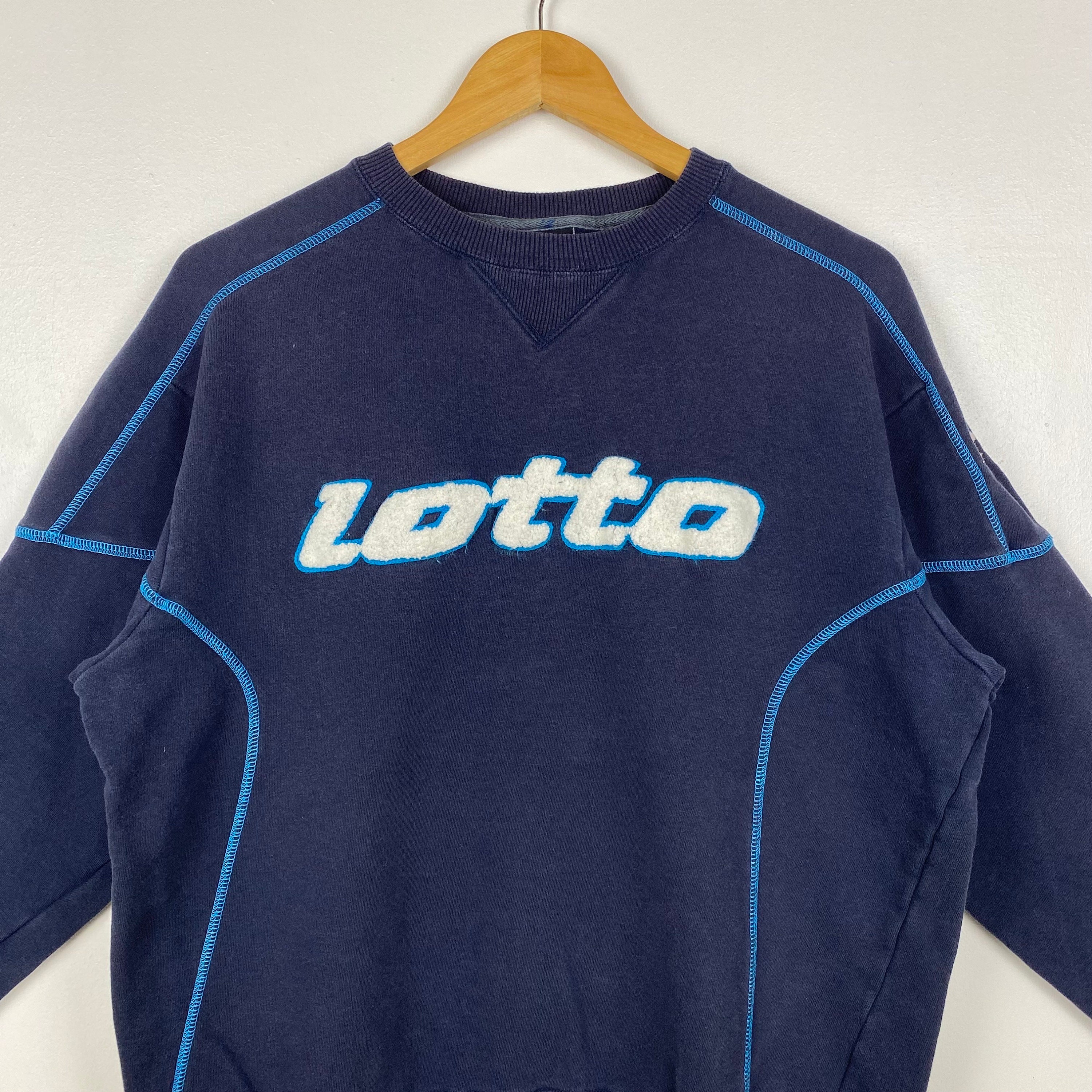 90s Lotto Crewneck Sweatshirt Embroidery Logo Blue Color Mens Fit S - Etsy