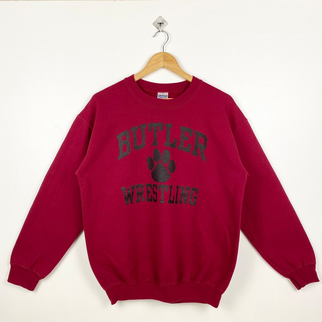 Vintage Butler Wrestling Crewneck Sweatshirt Print Logo Red Color Men’s ...
