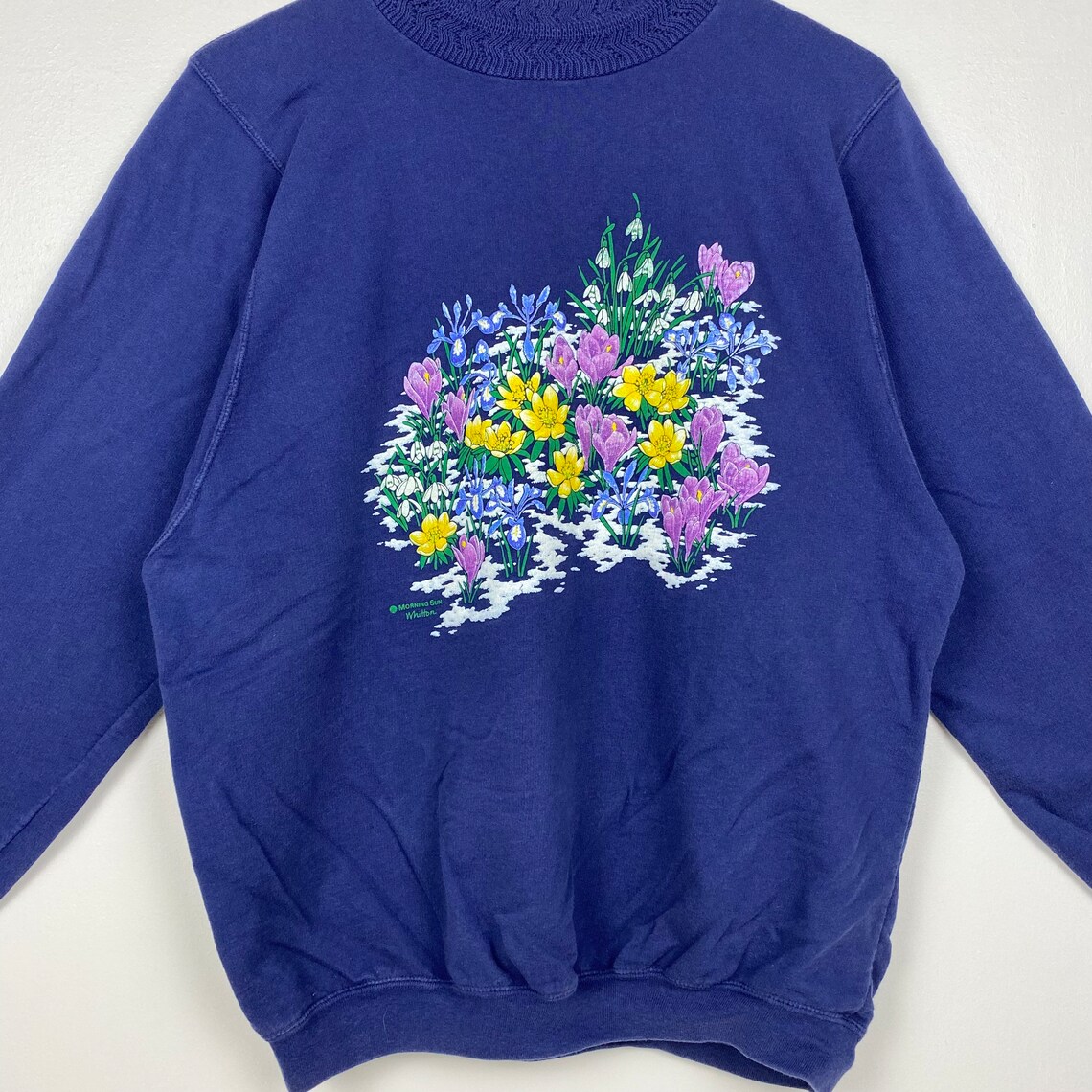 90s Morning Sun Flowers Crewneck Sweatshirt Print Logo Blue Color ...