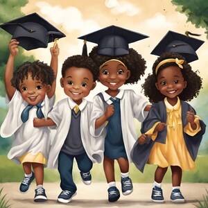 Graduation Kids Clipart, Black African American Young Kids Clipart ...