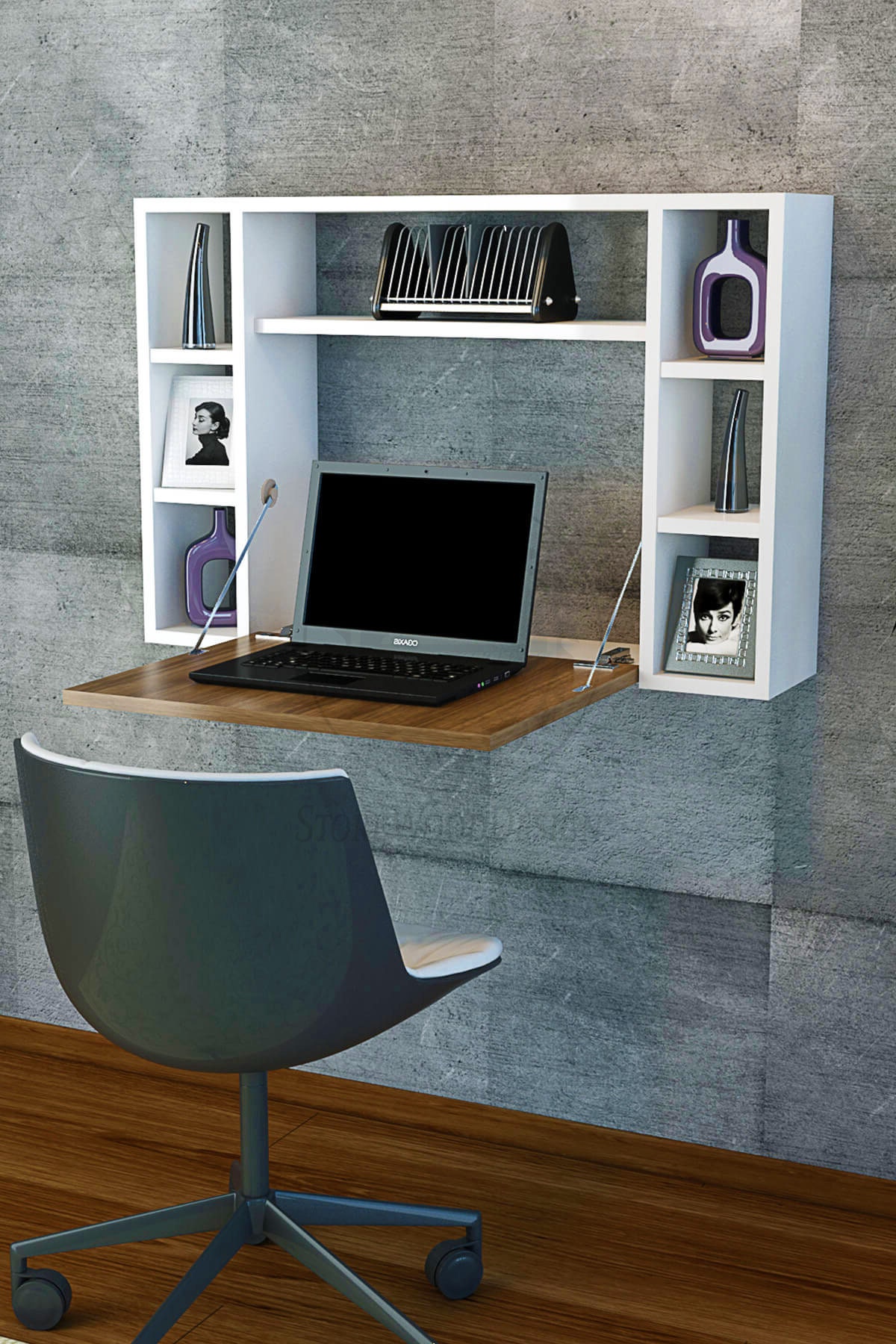 Escritorio plegable montado en la pared de madera escritorio | Etsy