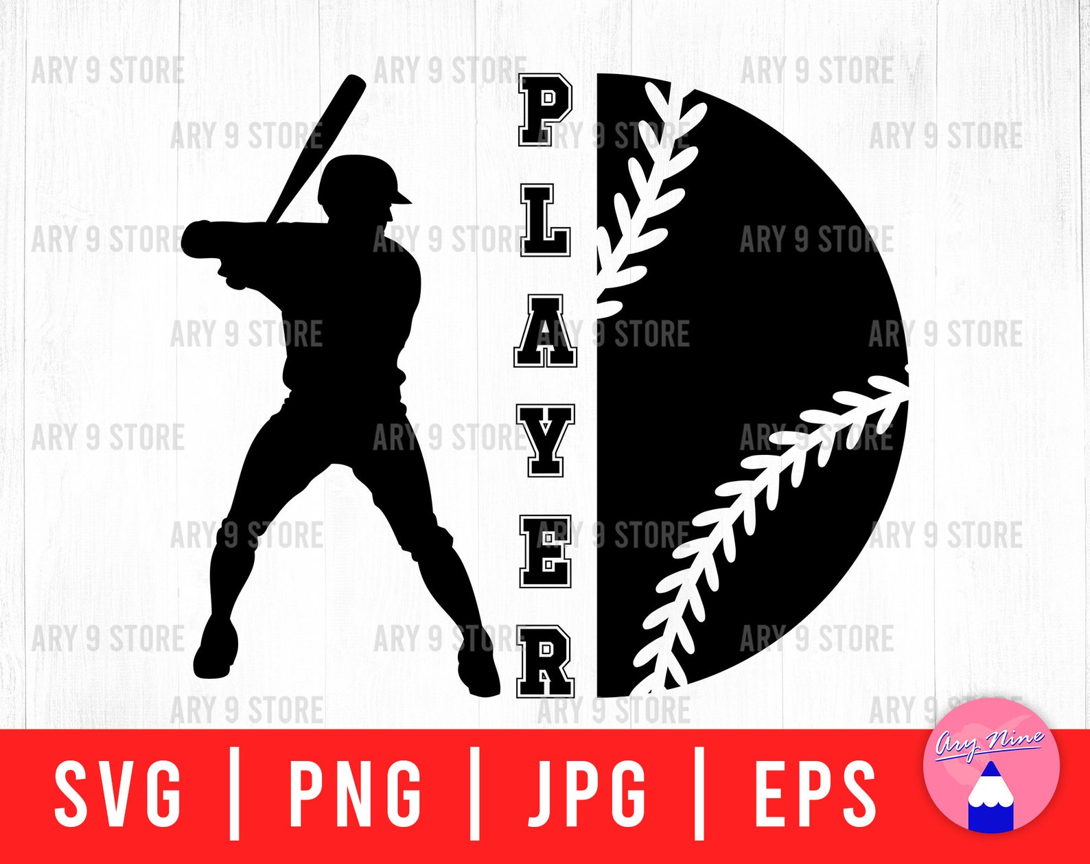 Baseball Player Custom Name Svg Png Eps Jpg Files Baseball / Softball ...