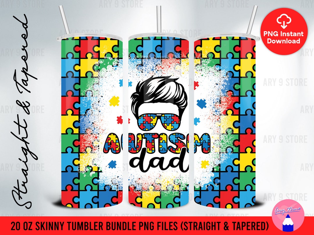 Autism Dad, Autism Papa, Autism Daddy, Autism Awareness 20oz Skinny ...