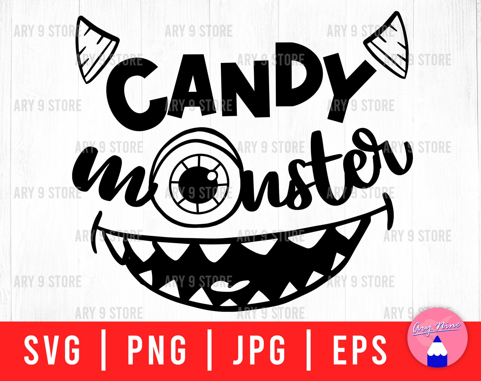 Candy Monster Svg Png Eps Jpg Files Halloween Little Monster | Etsy